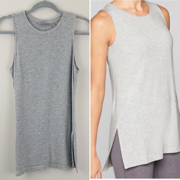 Athleta | Tops | Athleta Threadlight Layering Tank Top Gray Split Seam ...